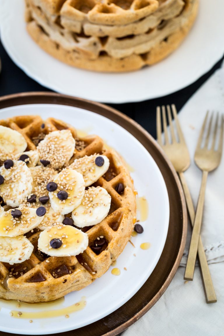 Crisp Miso-Tahini Waffles, Two Ways
