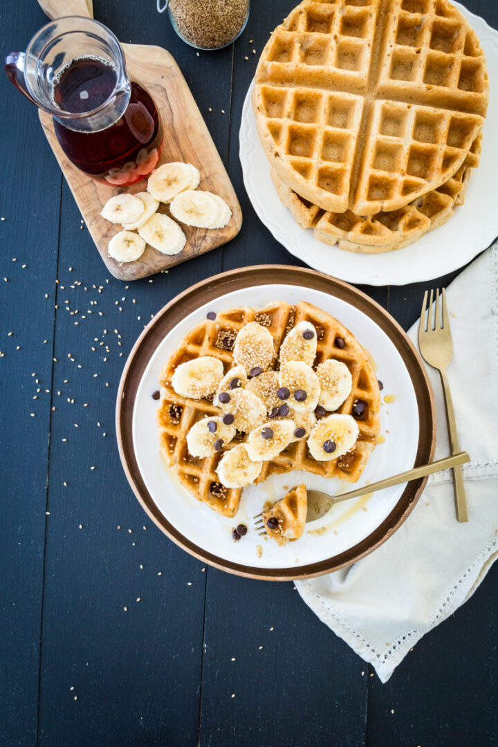 Crisp Miso-Tahini Waffles, Two Ways