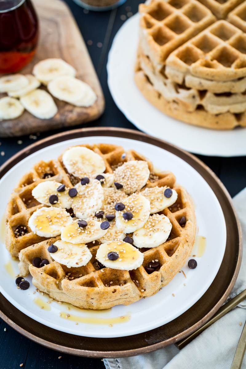 Crisp Miso-Tahini Waffles, Two Ways